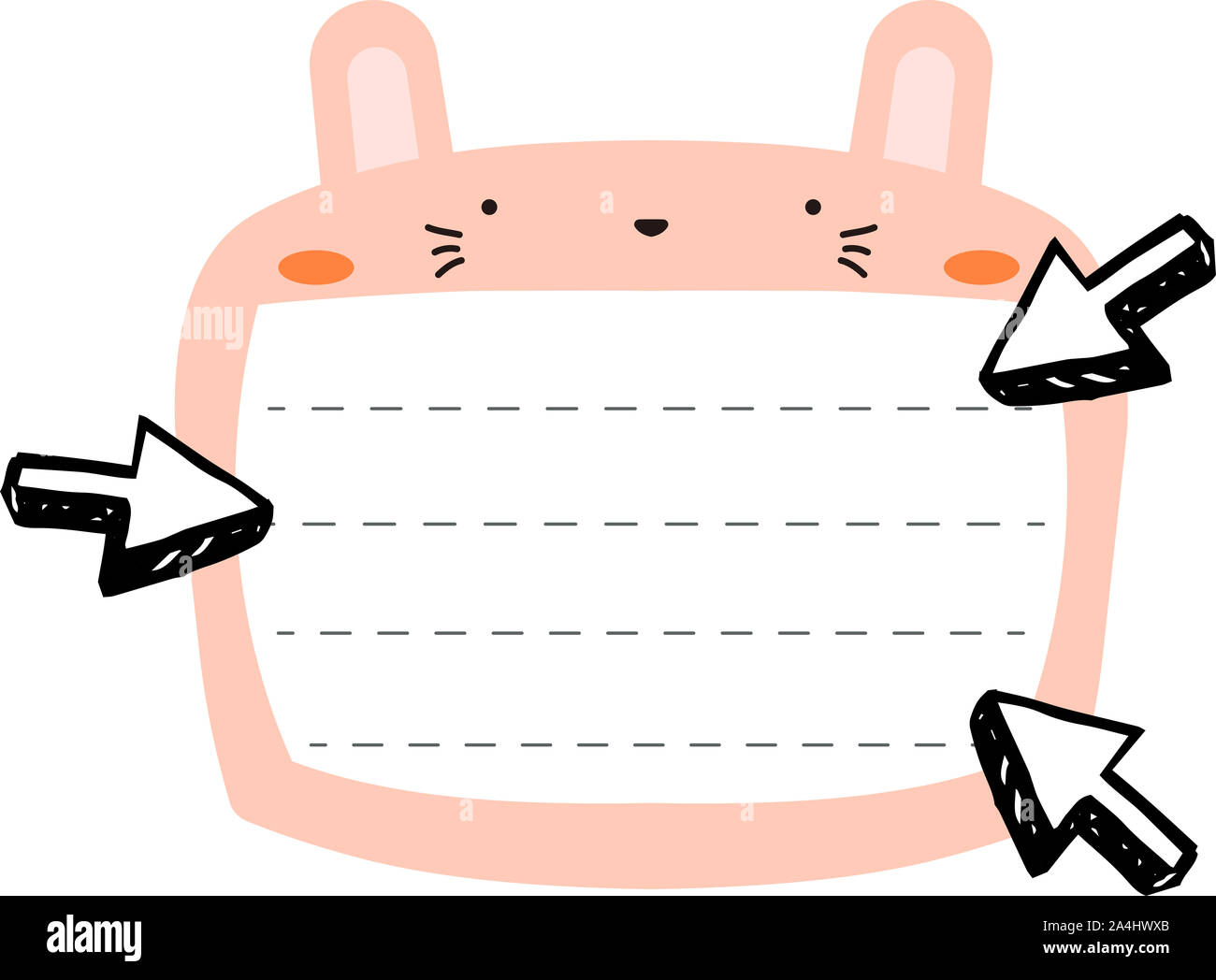 This is a illustration of Cute Rabbit noteboard Stock Photo - Alamy