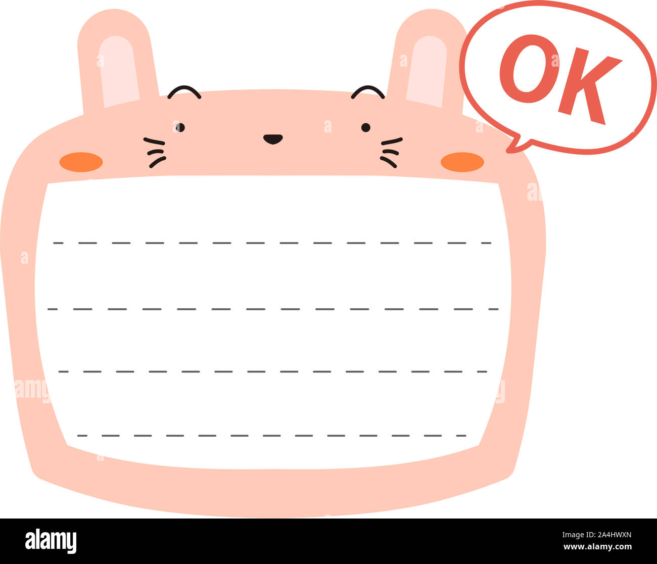 This is a illustration of Cute Rabbit noteboard Stock Photo - Alamy