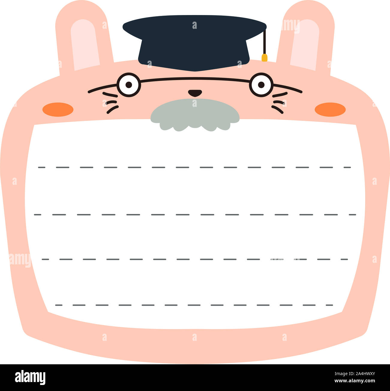 This is a illustration of Cute Rabbit noteboard Stock Photo - Alamy