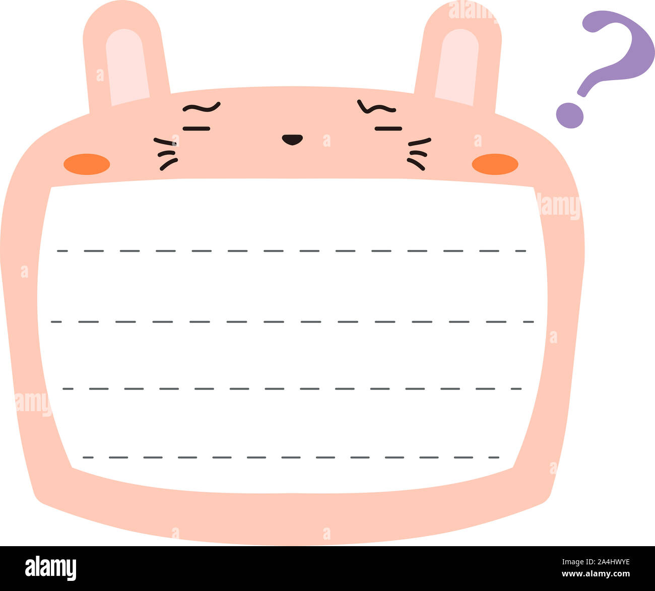 This is a illustration of Cute Rabbit noteboard Stock Photo - Alamy