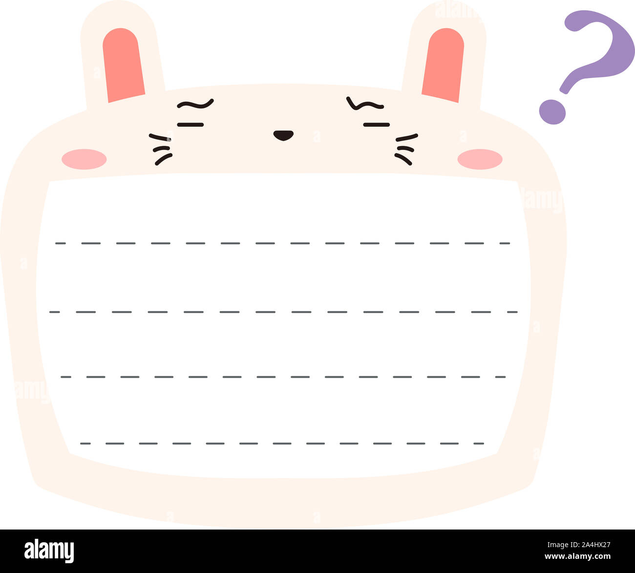 This is a illustration of Cute Rabbit noteboard Stock Photo - Alamy