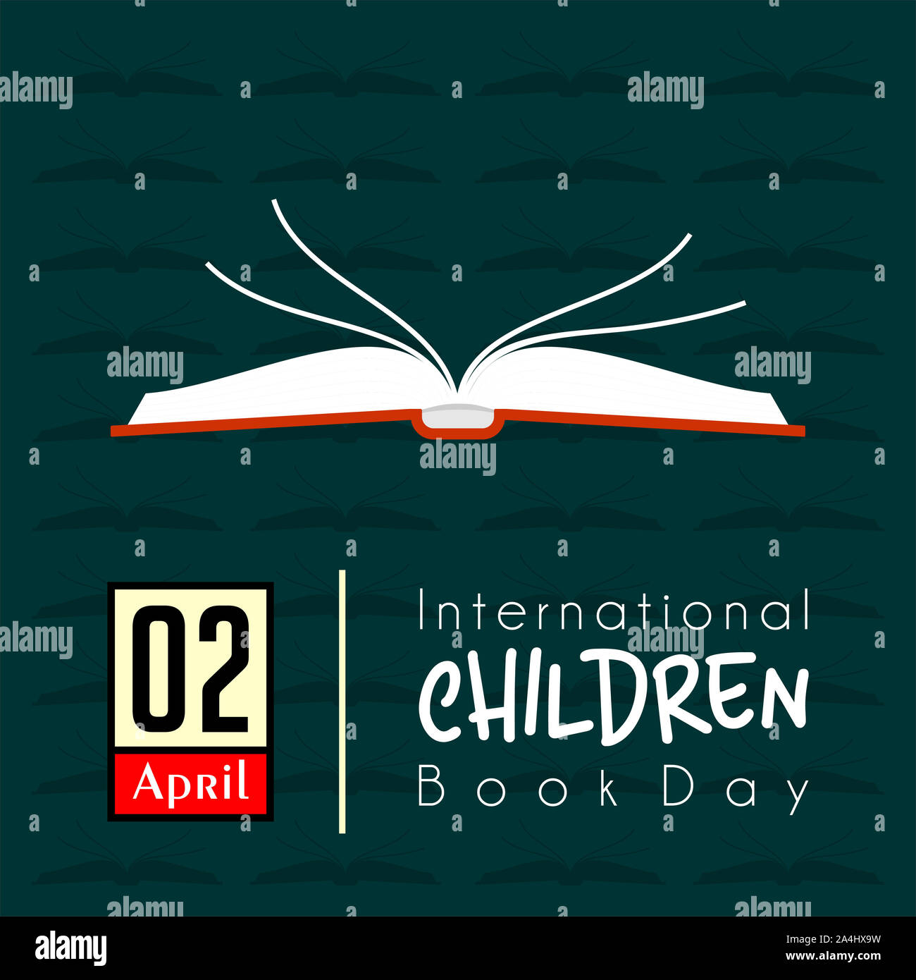 International Children's Book Day on 2 April with open book cartoon ...