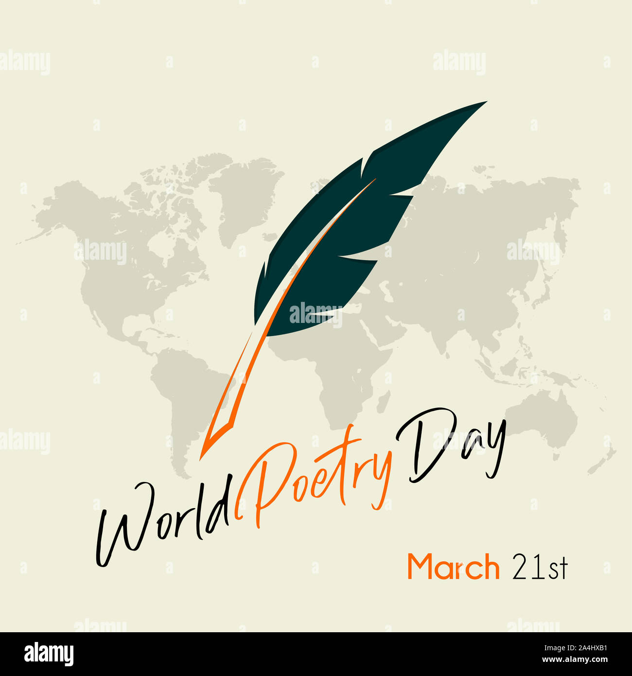 World Poetry Day on March 21st with Goose feather pen Stock Photo - Alamy