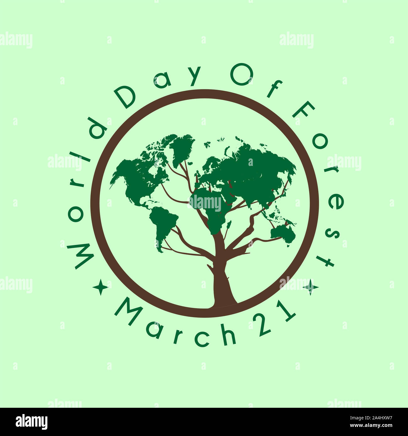 World Day of Forest with tree on circle vector design Stock Photo - Alamy