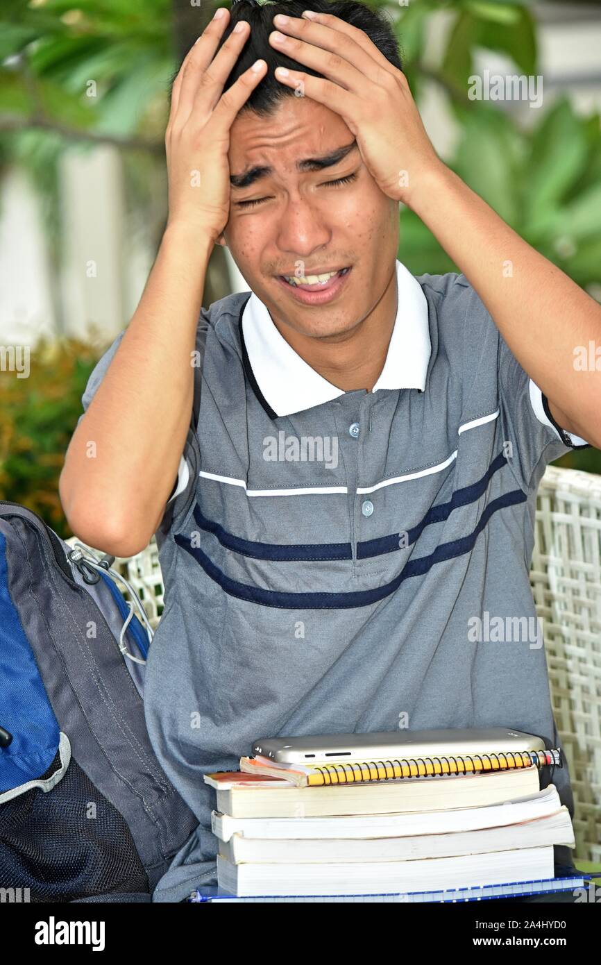 Stressed Boy Student Stock Photo - Alamy