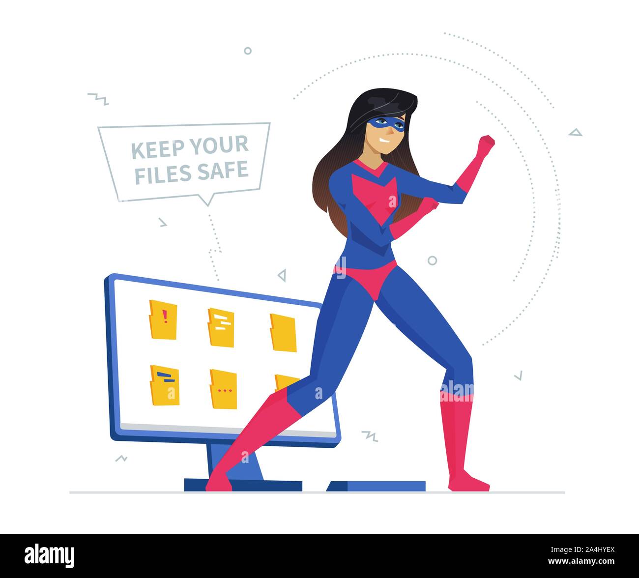 Computer privacy protection metaphor flat vector illustration Stock ...