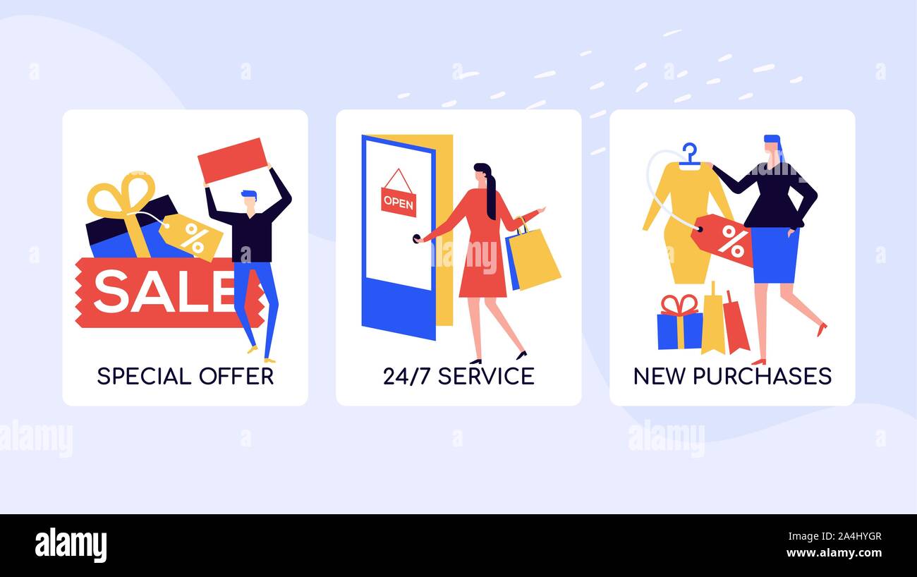 Shopping and sales vector colorful banner template Stock Vector Image ...