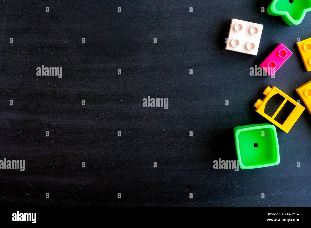 Brick block on black chalkboard background texture in college concept ...