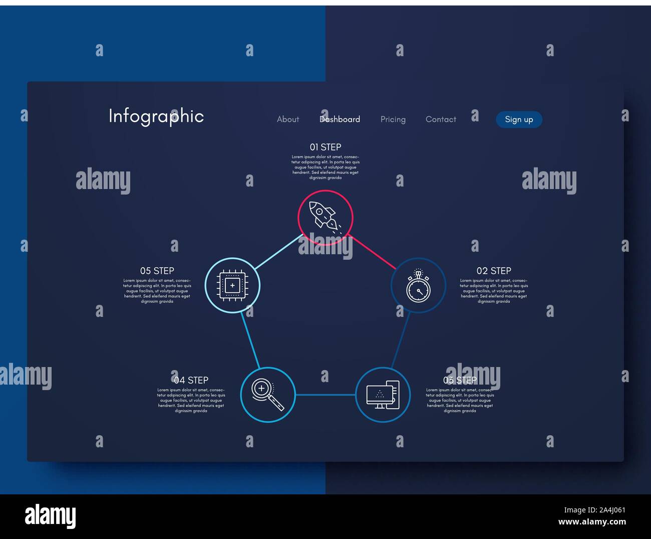 Vector graphics infographics with five options. Template for creating ...