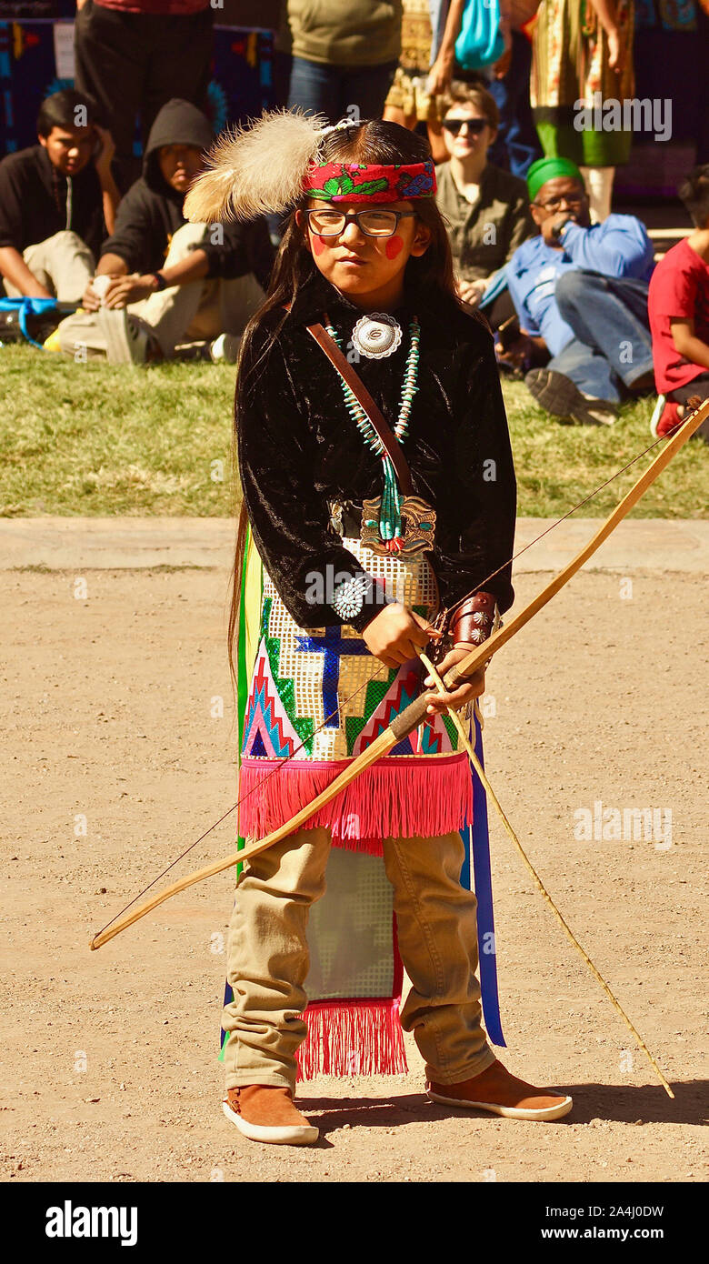 Albuquerque, New Mexico, USA. 14th October, 2019. A girl celebrates the ...