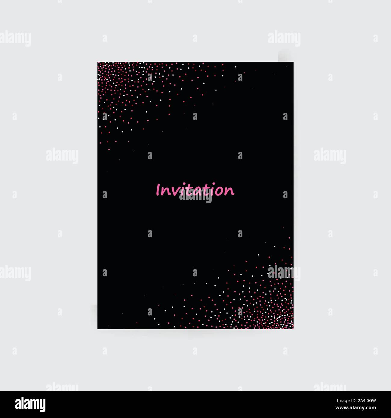 Colorful postcard . Invitation. Line design, pink glowing confetti ...