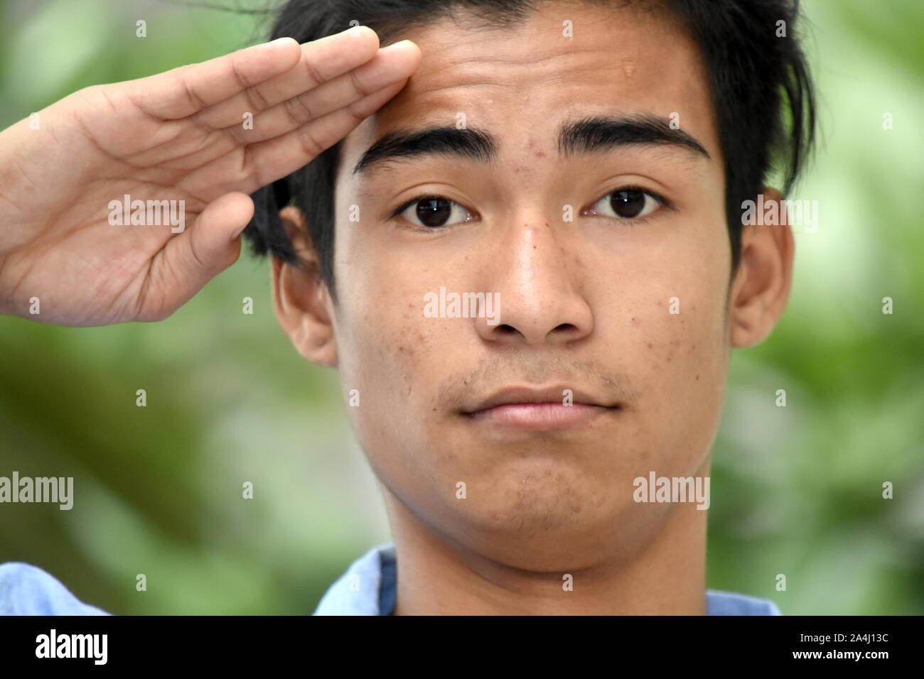 Handsome Adult Male Saluting Stock Photo - Alamy