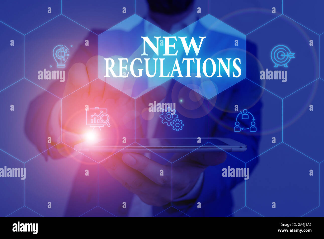 Writing note showing New Regulations question. Business concept for ...