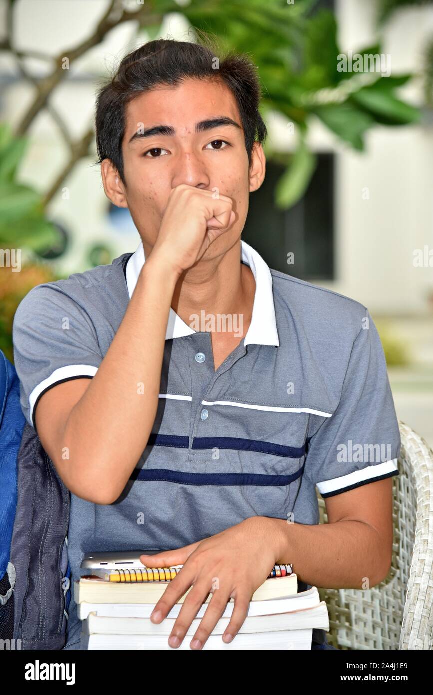 Coughing Minority Boy Student Stock Photo - Alamy