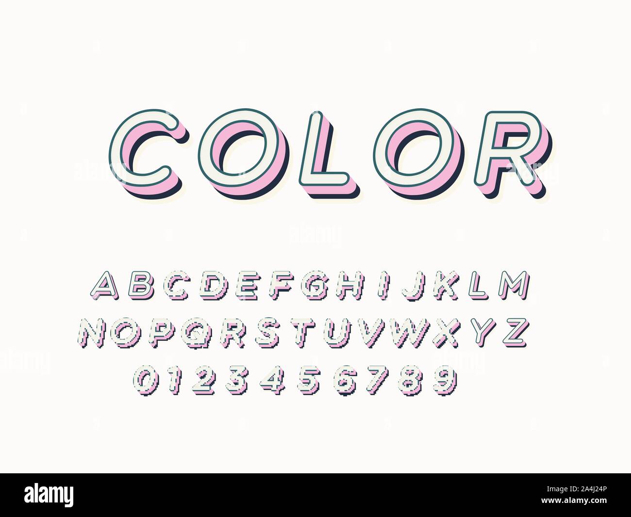 Retro color font and alphabet. Stock vector Stock Vector Image & Art ...