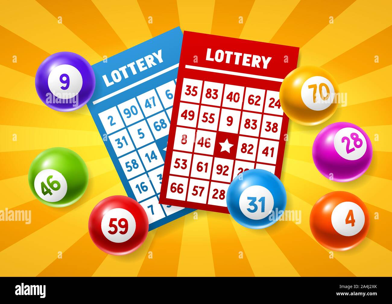 Lottery colored number balls and tickets Stock Vector Image & Art - Alamy