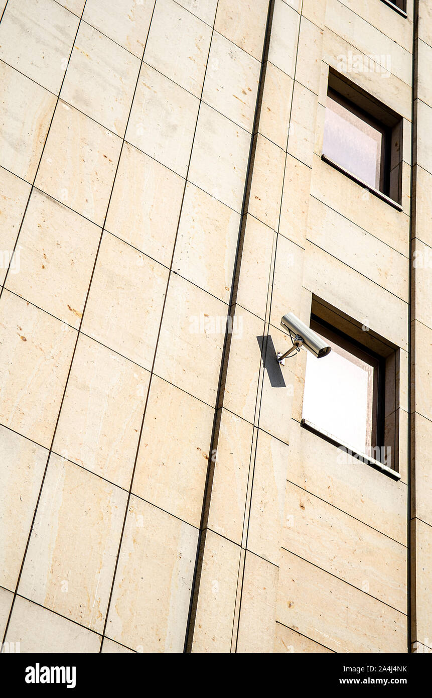 surveillance monitoring security camera on a house corner Stock Photo ...