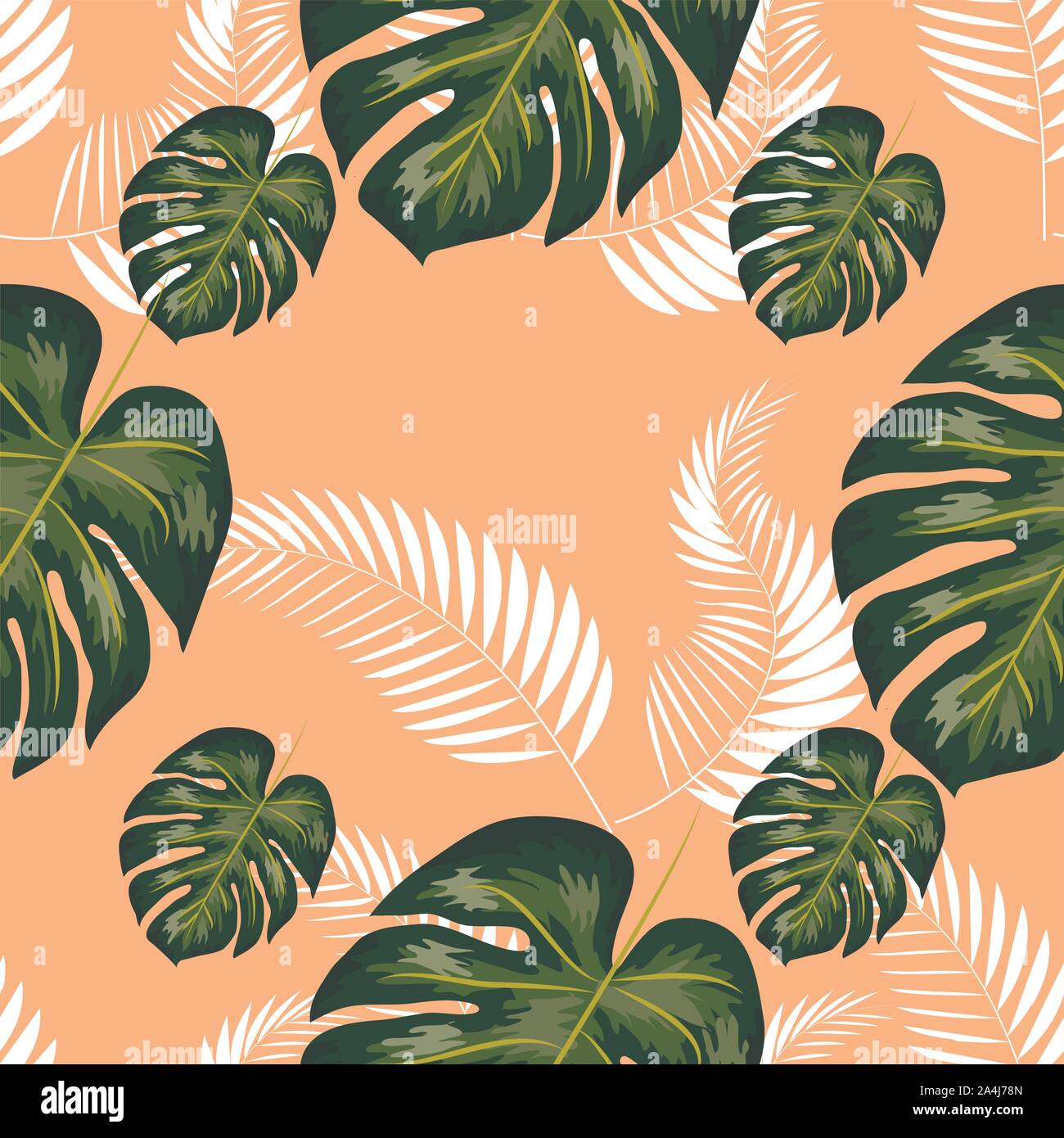 Tropical seamless pattern. Botany design, jungle leaves of palm tree ...