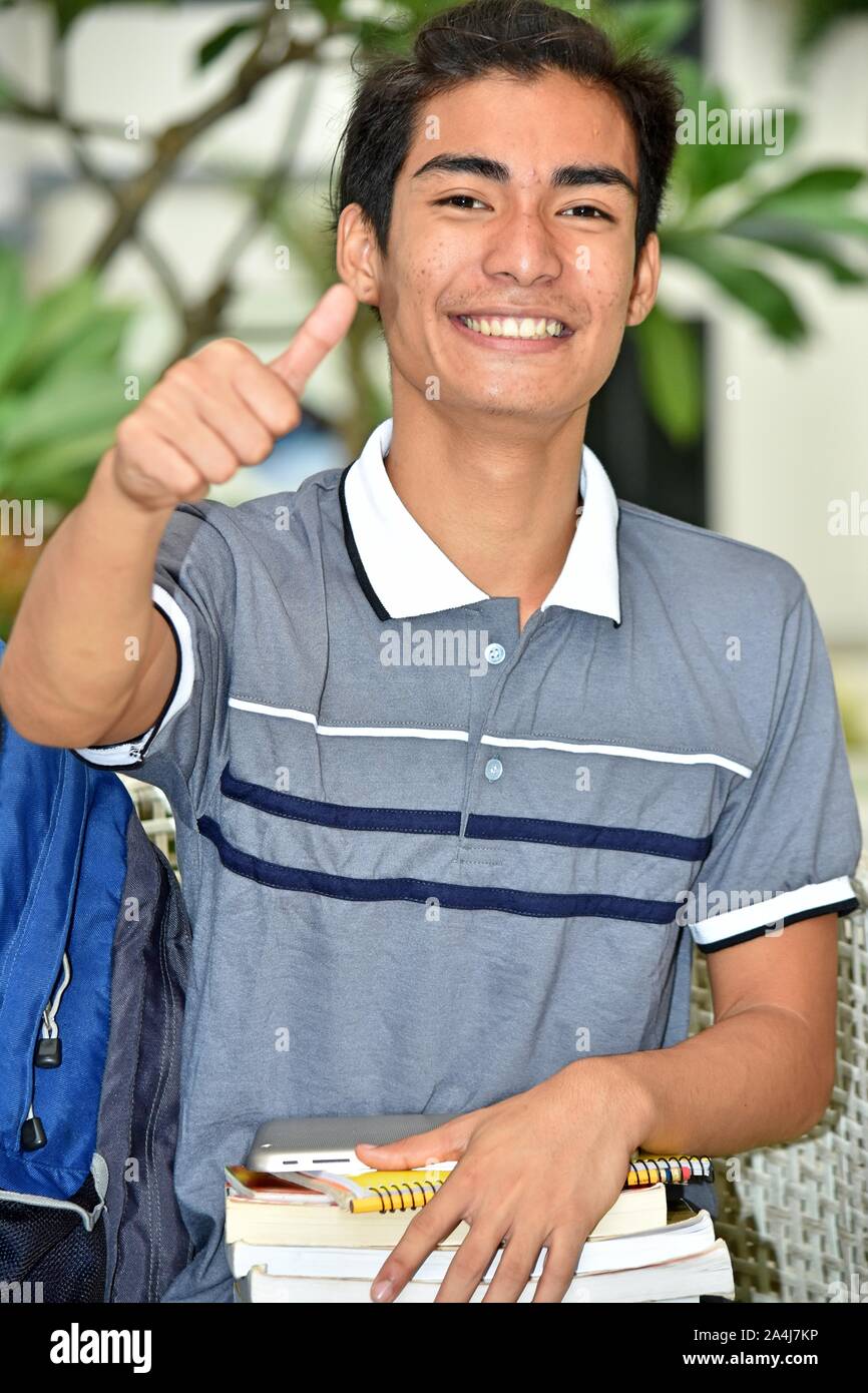 Happy Boy Student With Notebooks Stock Photo - Alamy