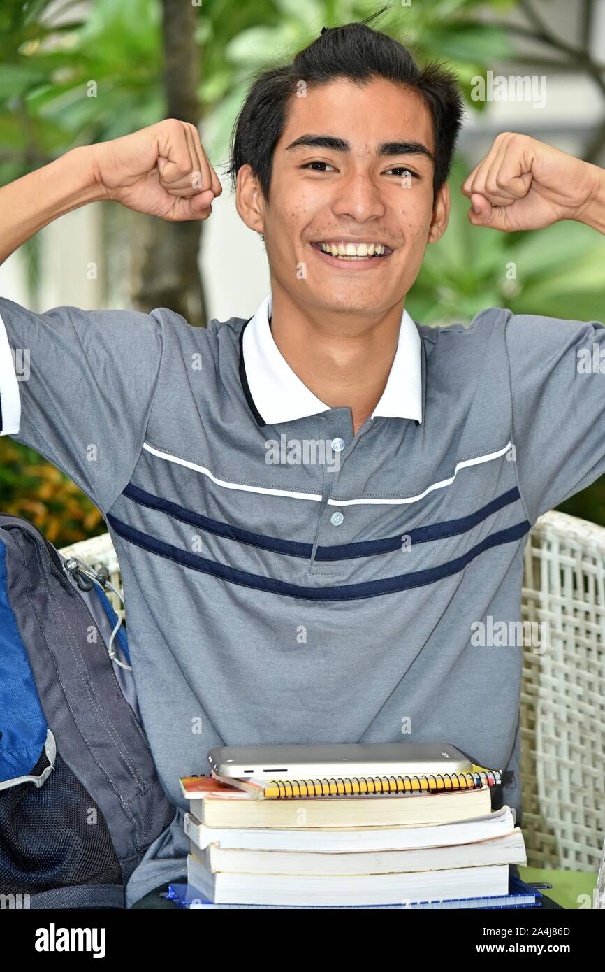 Student And Muscles With Notebooks Stock Photo - Alamy
