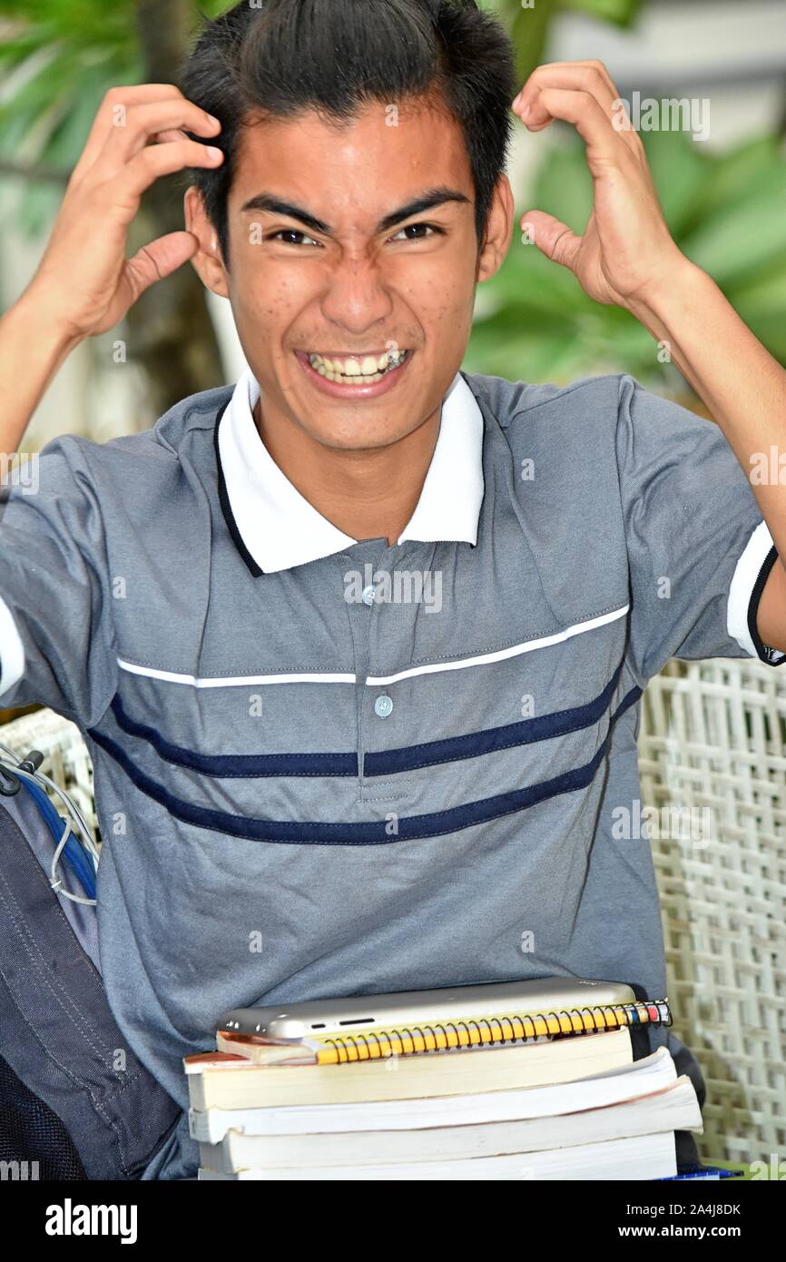 An University Asian Student Under Stress Stock Photo - Alamy