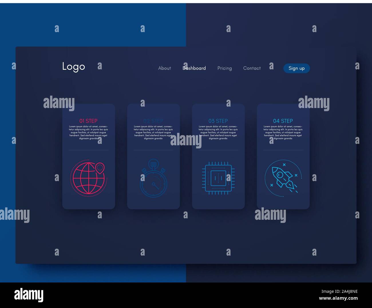 Vector graphics infographics with four options. Template for creating ...