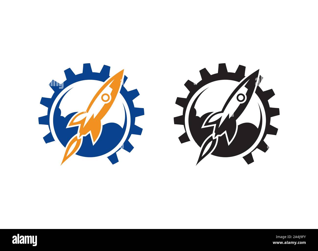 Rocket with gear logo design, Rocket Vector logo template Stock Vector ...