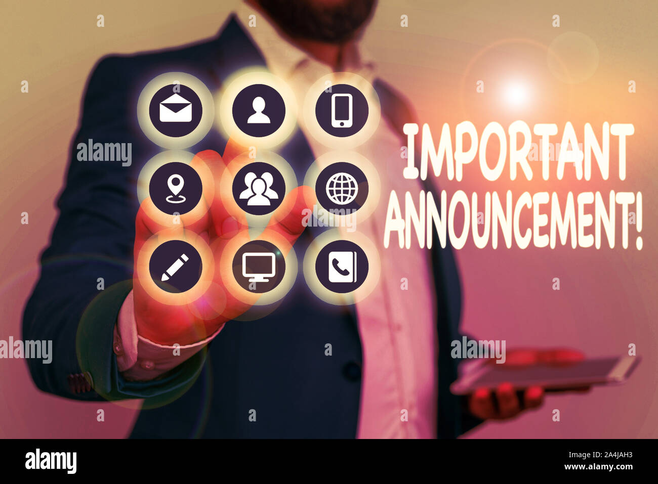 Writing note showing Important Announcement. Business concept for ...