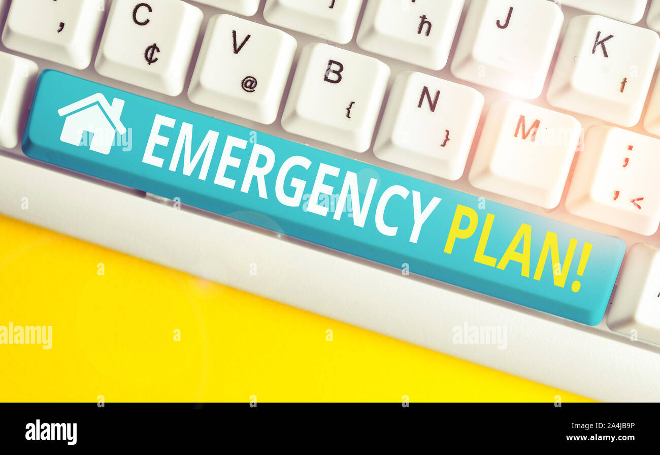 Text sign showing Emergency Plan. Business photo showcasing actions ...