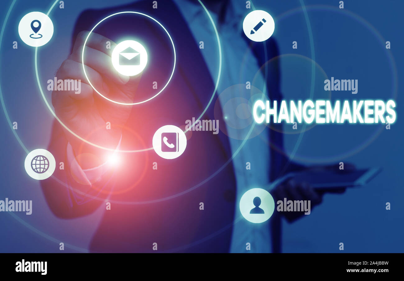 Conceptual hand writing showing Changemakers. Concept meaning Young ...