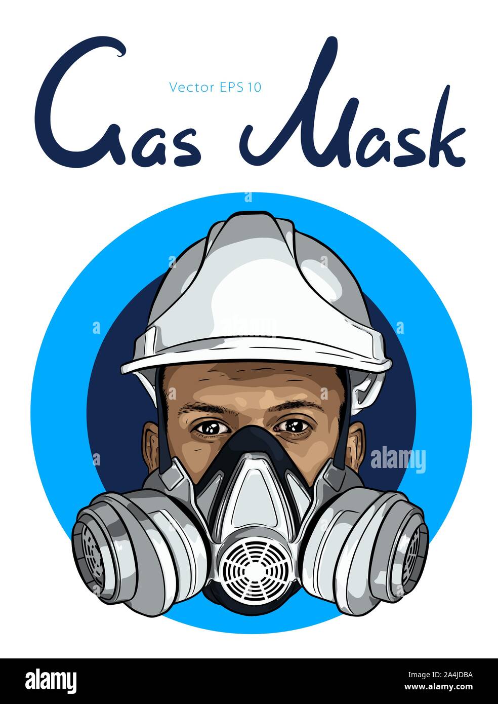Human face with gas mask and hard hat vector sketch Stock Vector Image ...