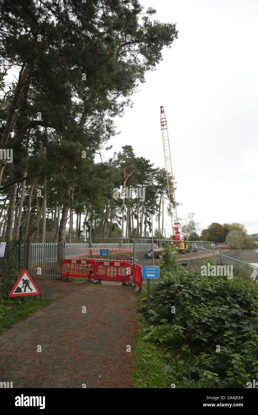 Construction work on the Fish pass at Diglis weir on the river Severn ...