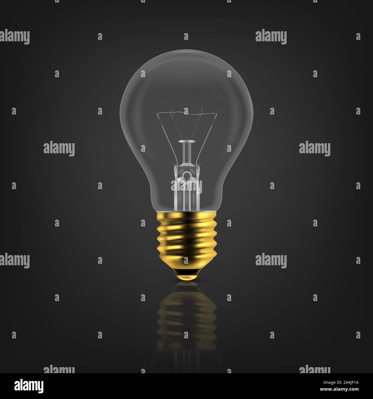 Vector 3d Realistic Golden Turning On Light Bulb Icon Closeup Isolated on White Background with ...