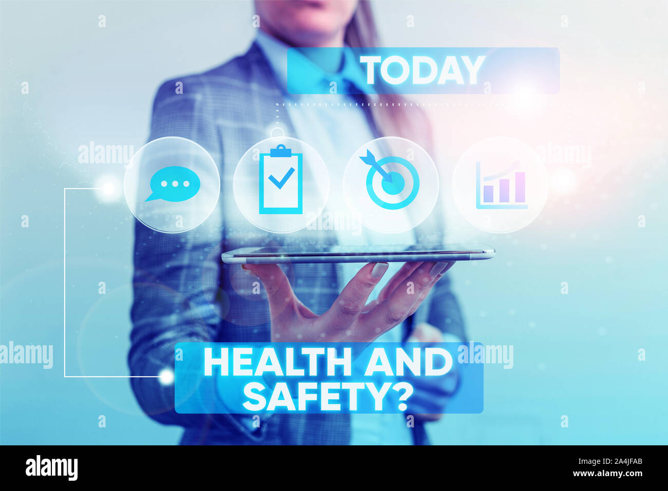 Writing note showing Health And Safety Question. Business concept for ...