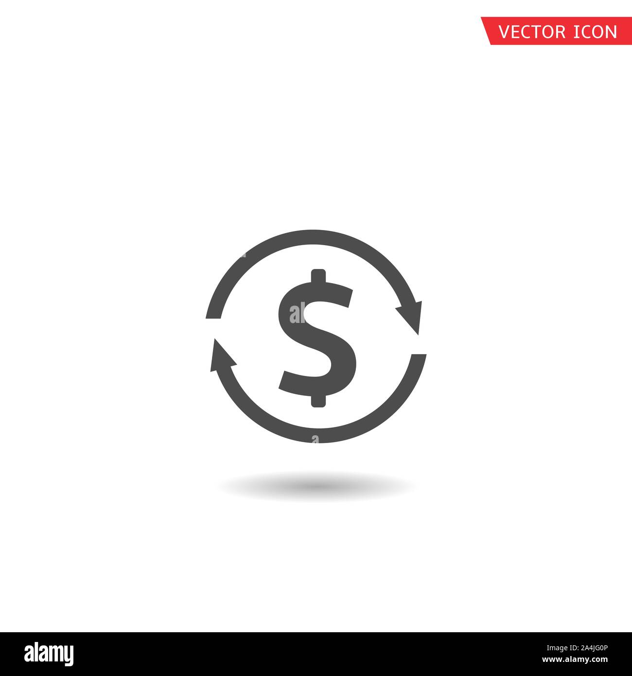 Money transfer icon. Dollar sign with arrows, refresh symbol Vector ...