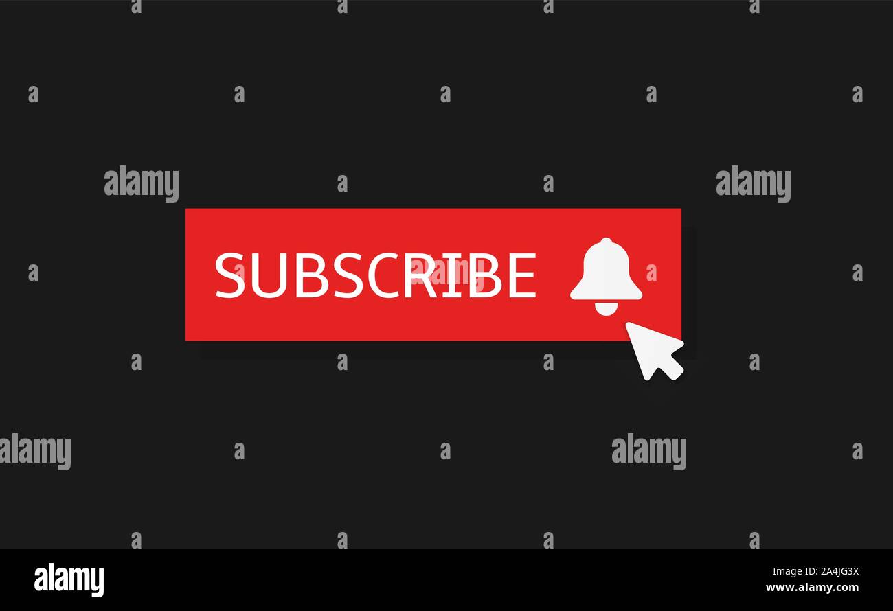 Subscribe banner template. Red Subscribe button with white play arrow ...