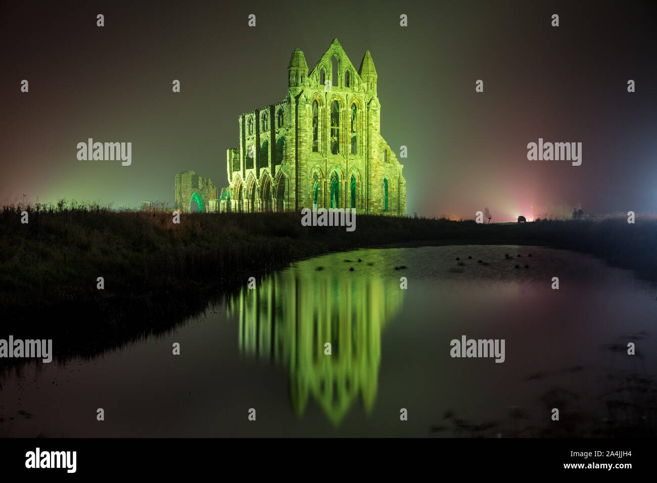 A spectacular light display illuminates the historic Whitby Abbey on ...