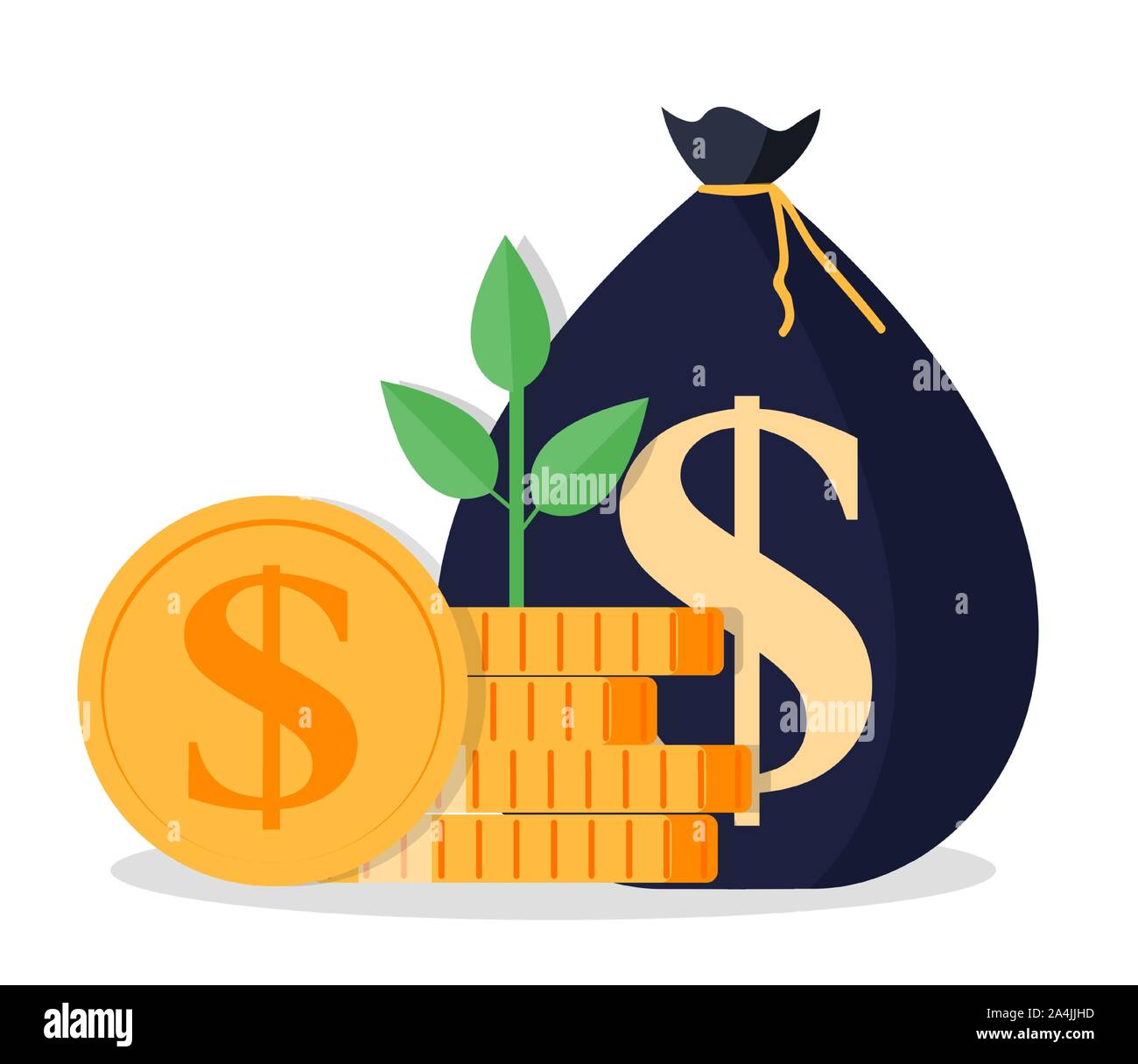 Growing money tree with Gold coins on branches icon. Symbol of wealth ...