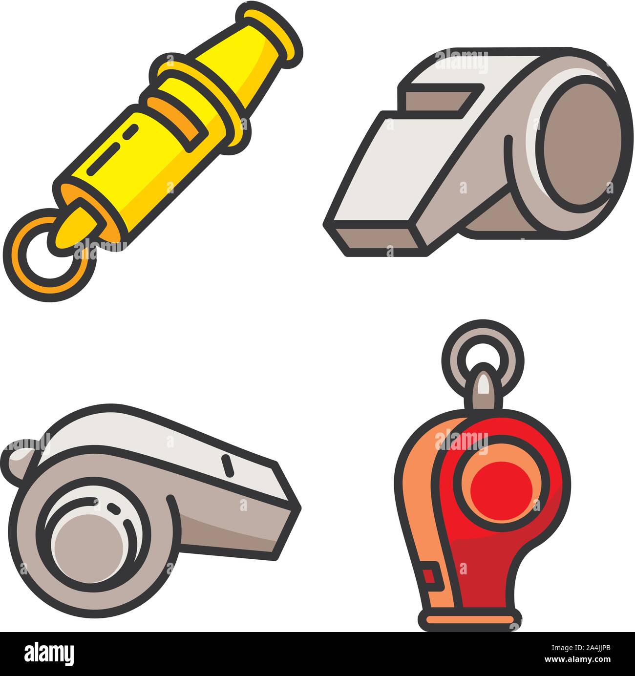 Whistle Icons Set Outline Set Of Whistle Vector Icons For Web Design Isolated On White