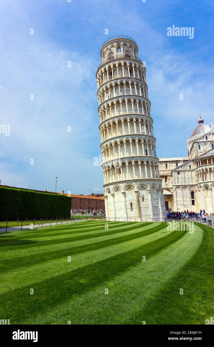 Italy, Tuscany, Pisa, the leaning tower in Piazza dei Miracoli Stock ...