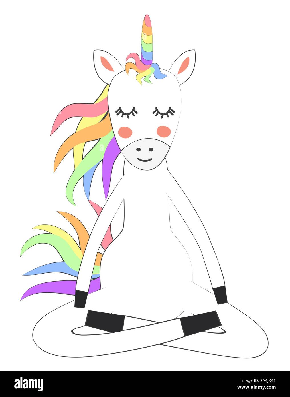 Unicorn doing yoga. Enlightenment, exercise, design, healthy lifestyle ...