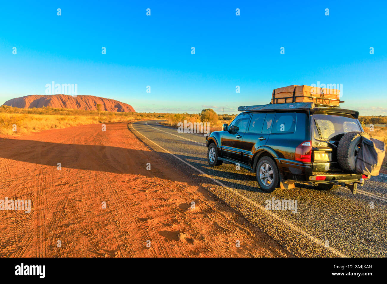 Uluru, Northern Territory, Australia - Aug 25, 2019: 4X4 vehicle on the ...
