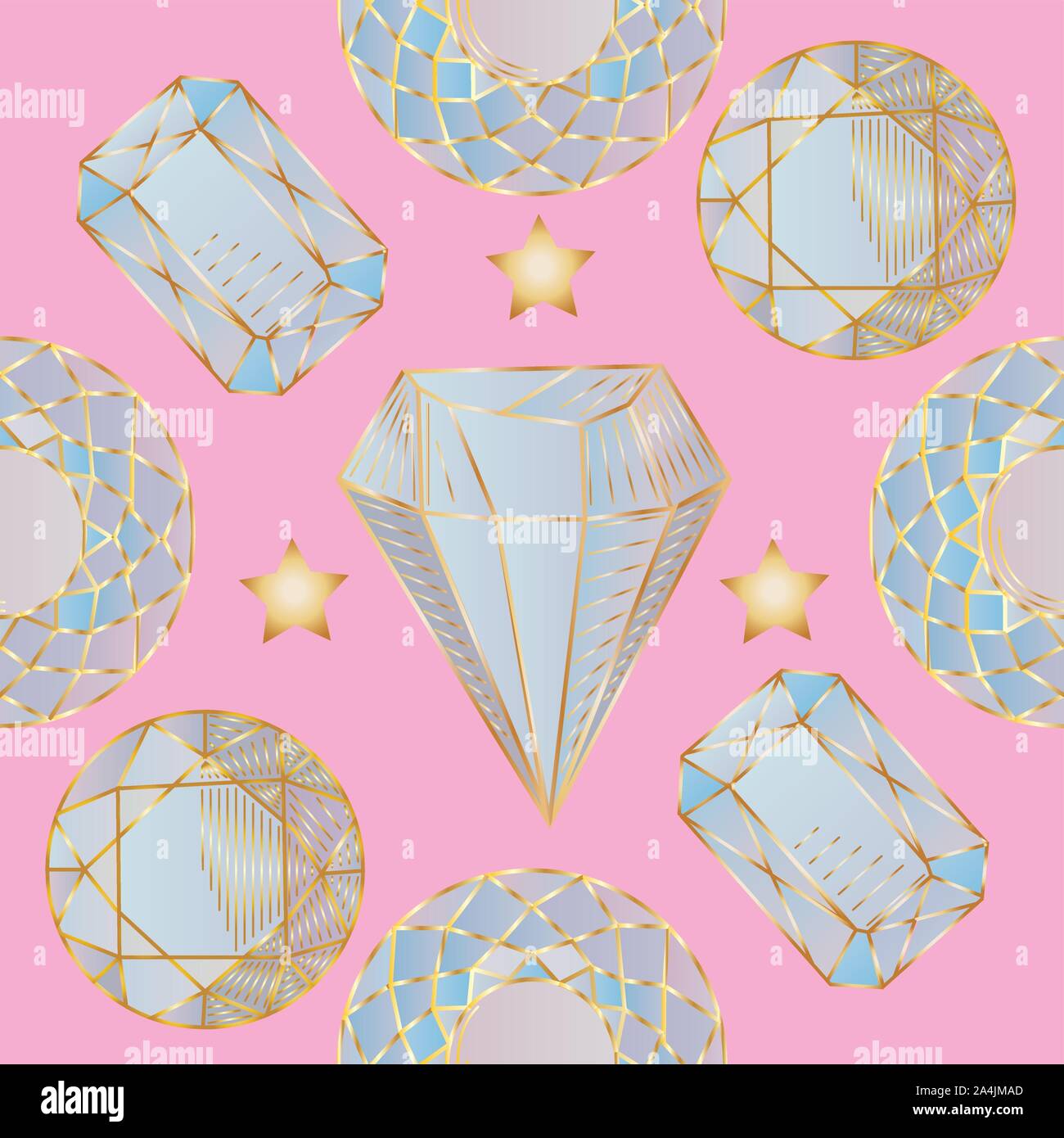 Seamless pattern with colorful fairytale crystals gems. Rainbow ...