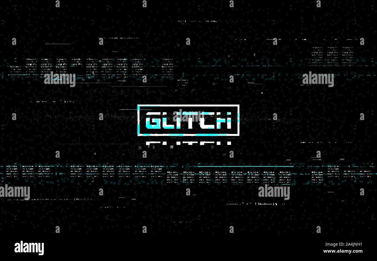 Glitch VHS with distortion effect. Video noise and random white lines ...