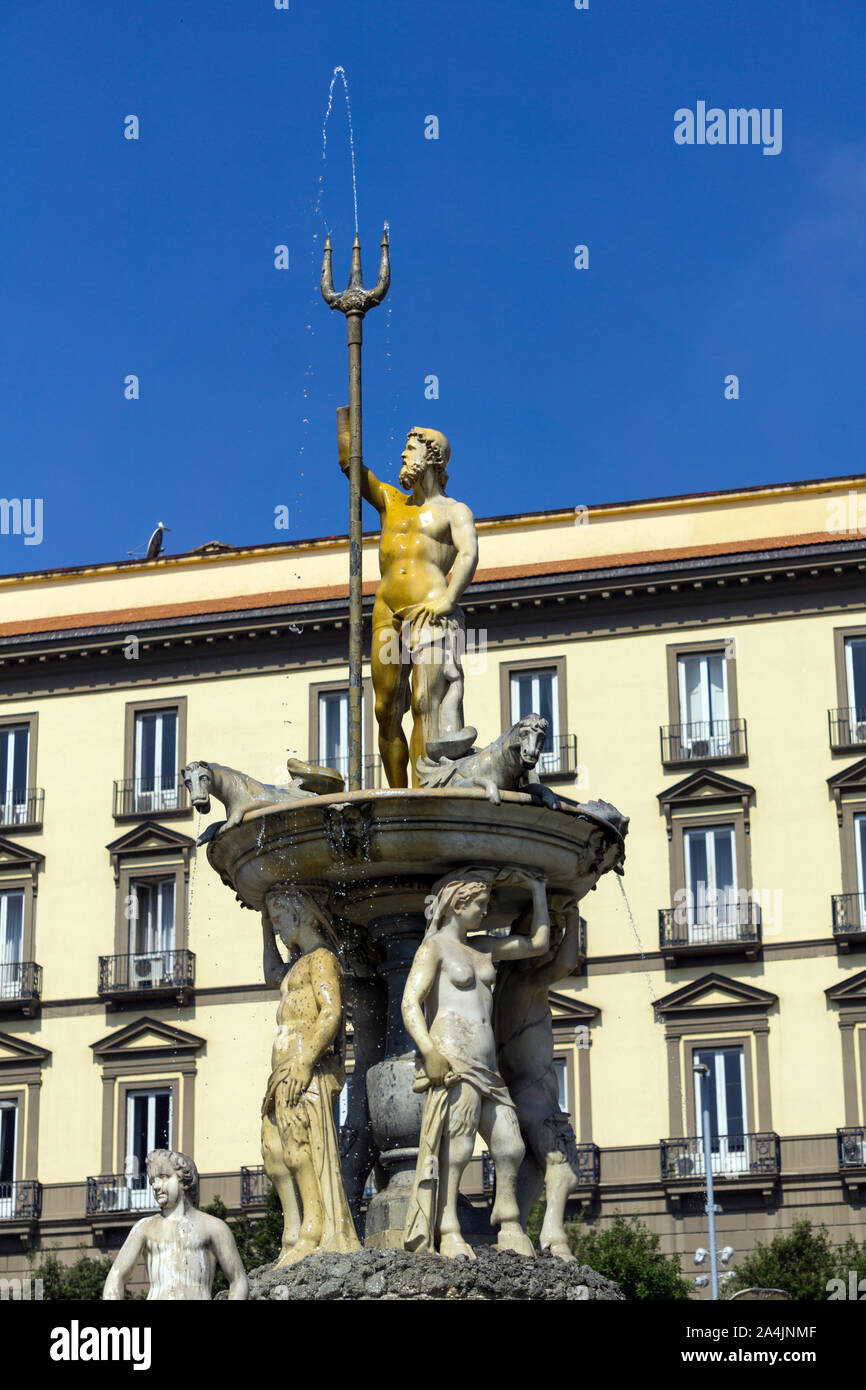 Neptune fountain in piazza del municipio hi-res stock photography and ...
