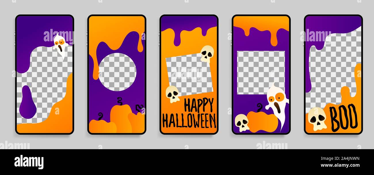 Happy Halloween stories template for phone photo Stock Vector Image ...