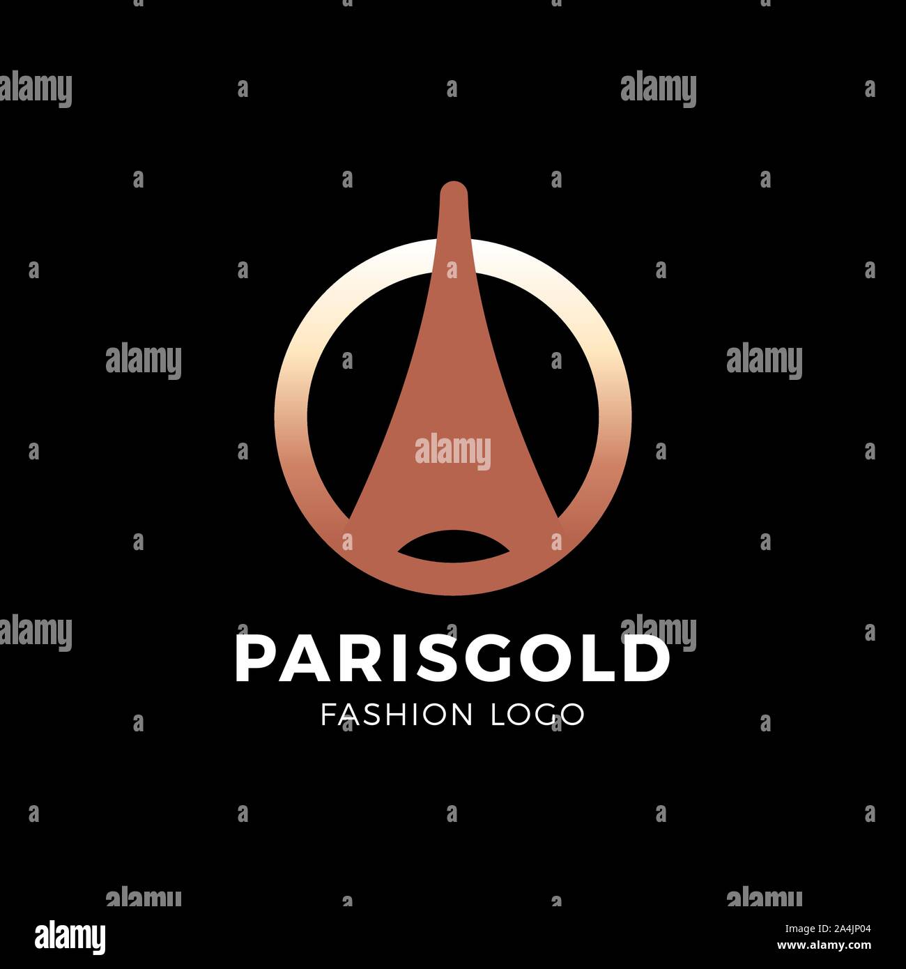 Gold Paris Eiffel Tower icon in circle vector logotype. Paris City logo ...