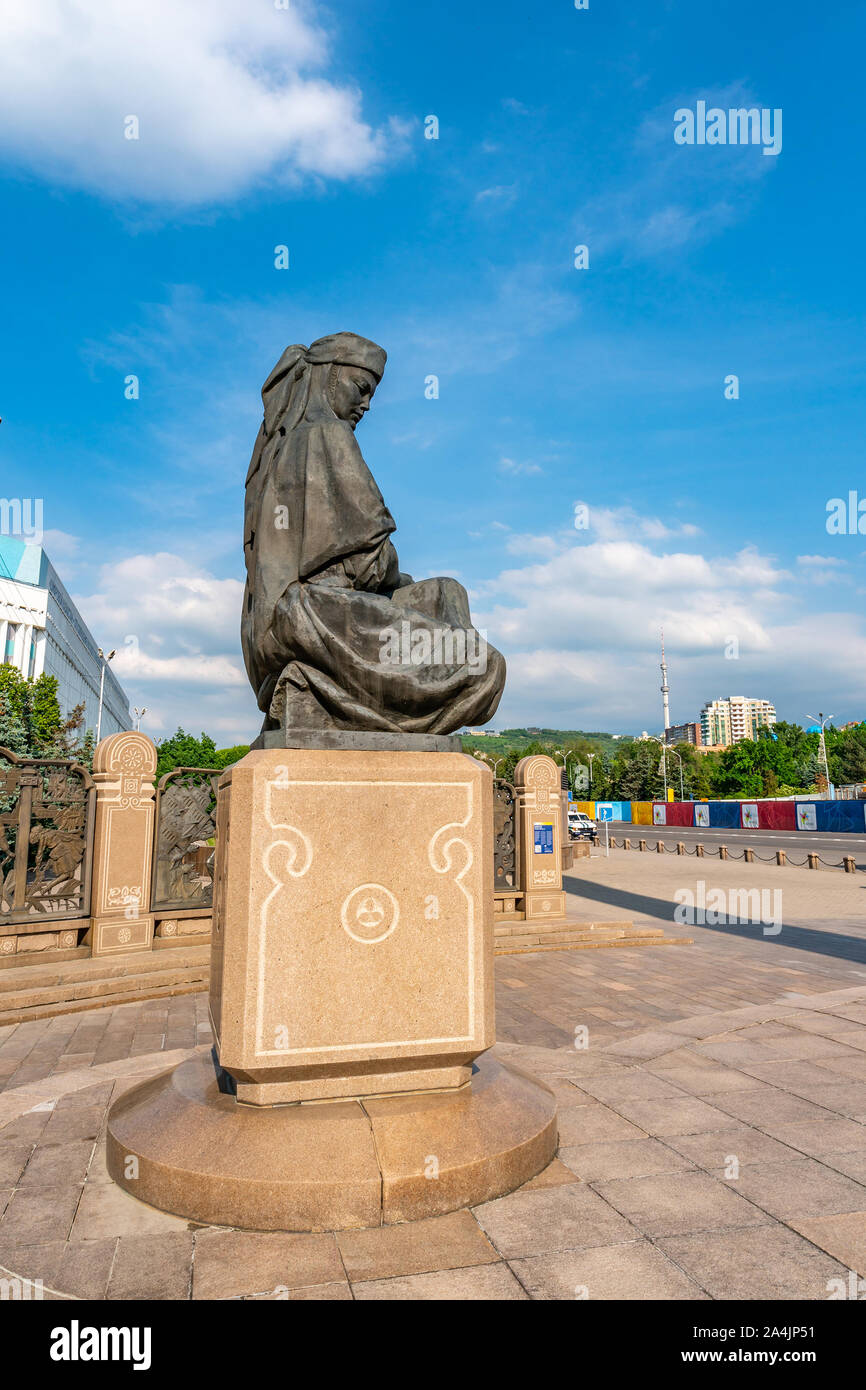 Almaty Monument of Independence Statue of a Sitting Kazakh Women on a ...