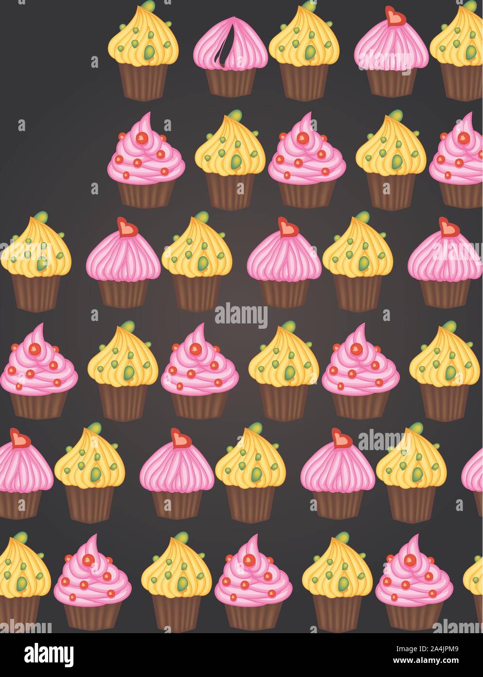 Birthday background. Seamless pattern with cupcakes and muffins. Cute ...