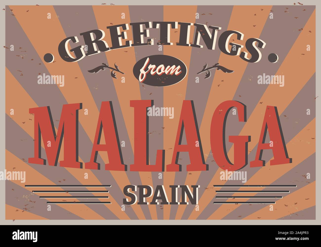 Greeting card Welcome from Malaga Spain, for print or web, authentic ...